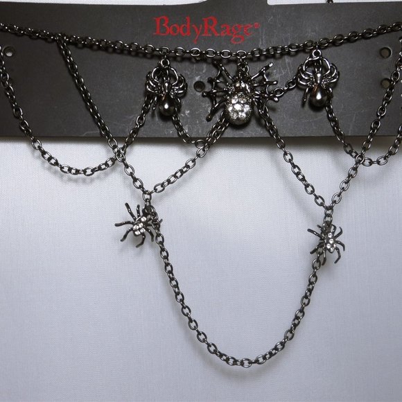 Body Rage | Jewelry | Bold Body Rage Blackened Metal Spiders Web ...